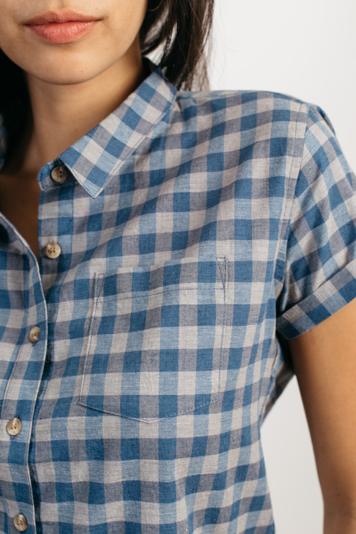 Bridge & Burn Bea Button Down - Blue-Grey Gingham | Garmentory