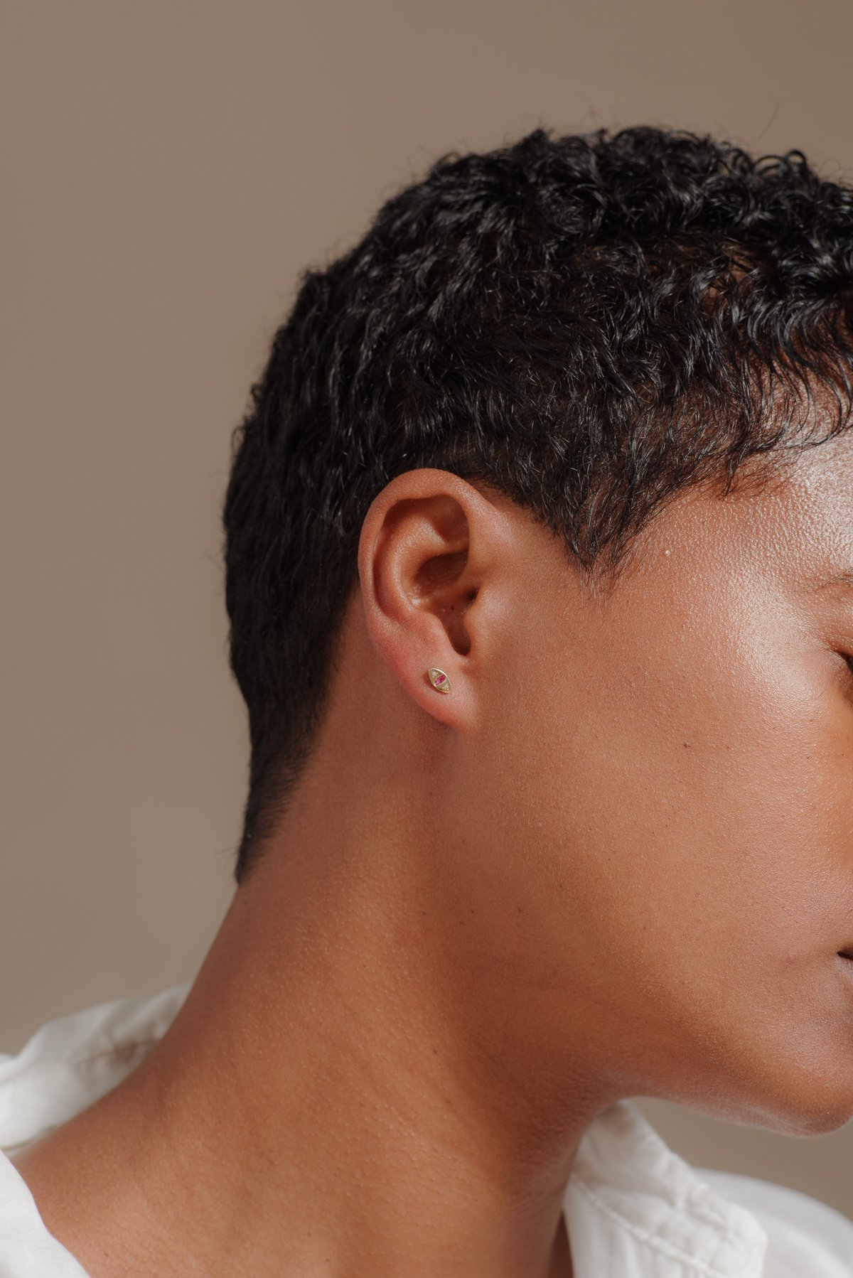 Scosha RUBY CAT EYE STUDS - 10K GOLD | Garmentory