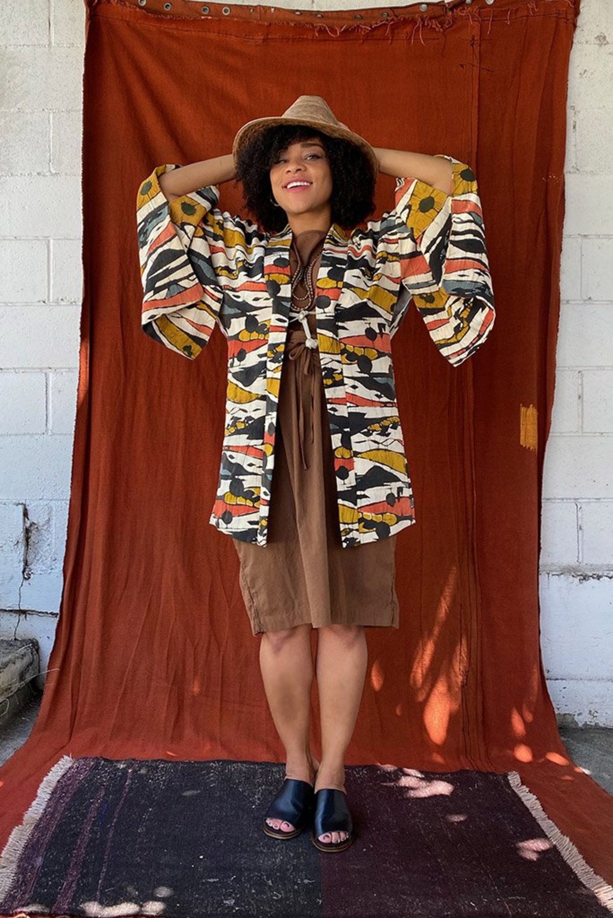 Vintage Batik Haori Kimono - Red/Yellow | Garmentory