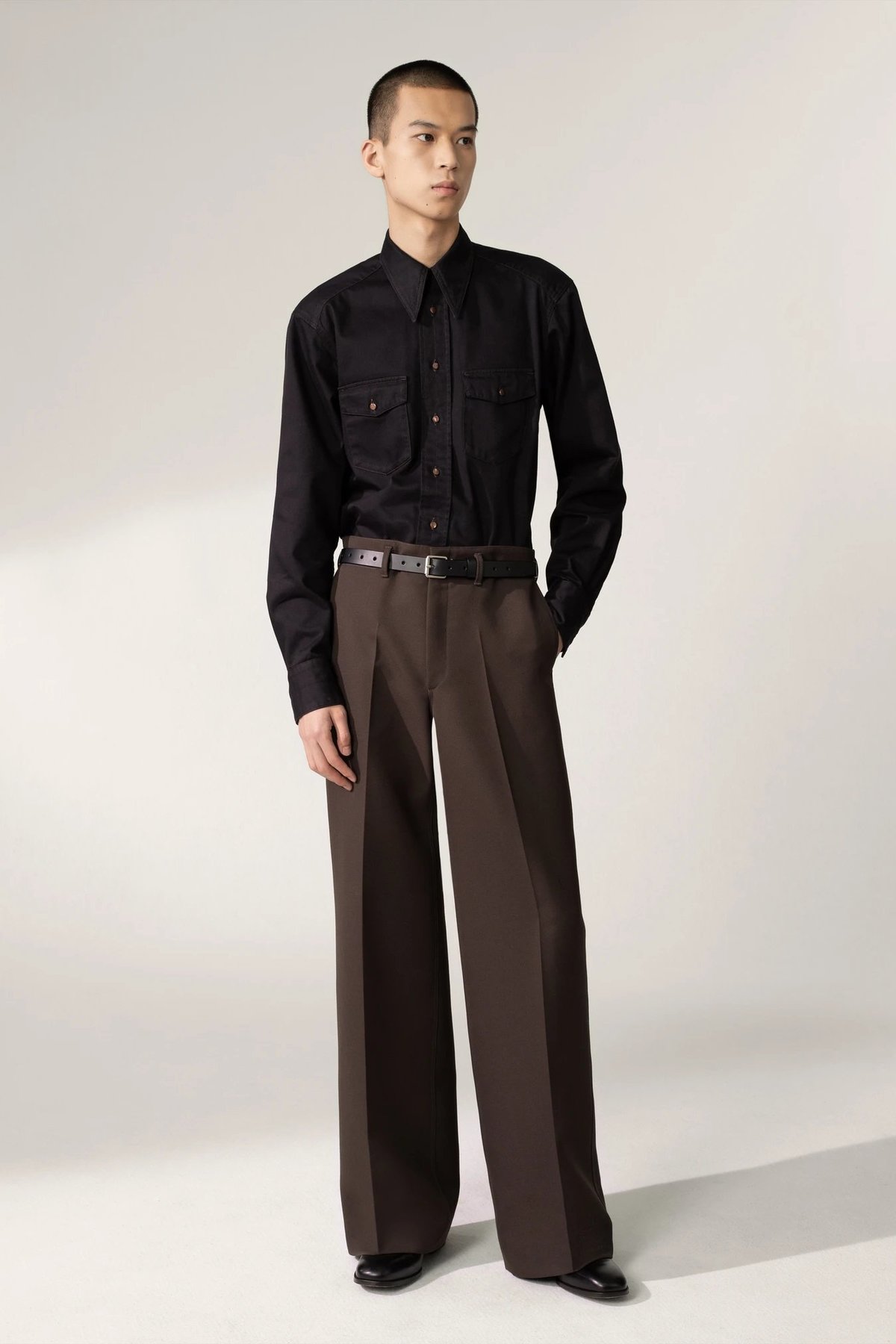 Lemaire Wide Leg Pants - Dark Brown | Garmentory