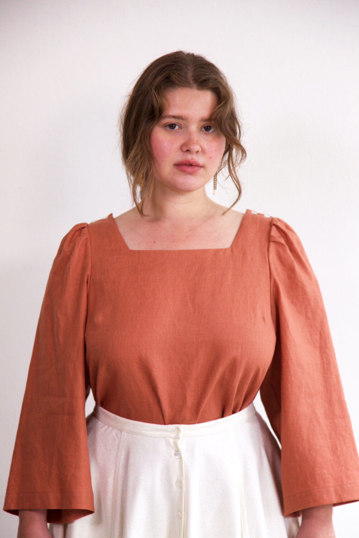 Town Clothes Linen Williams Blouse - Clay | Garmentory
