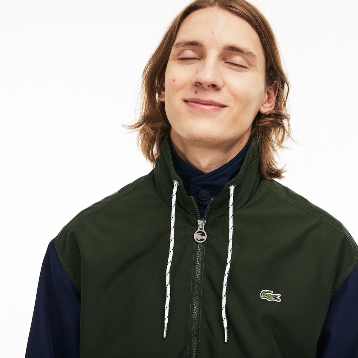 Lacoste Double Neck Colourblock Water-Resistant Zip Jacket - White ...