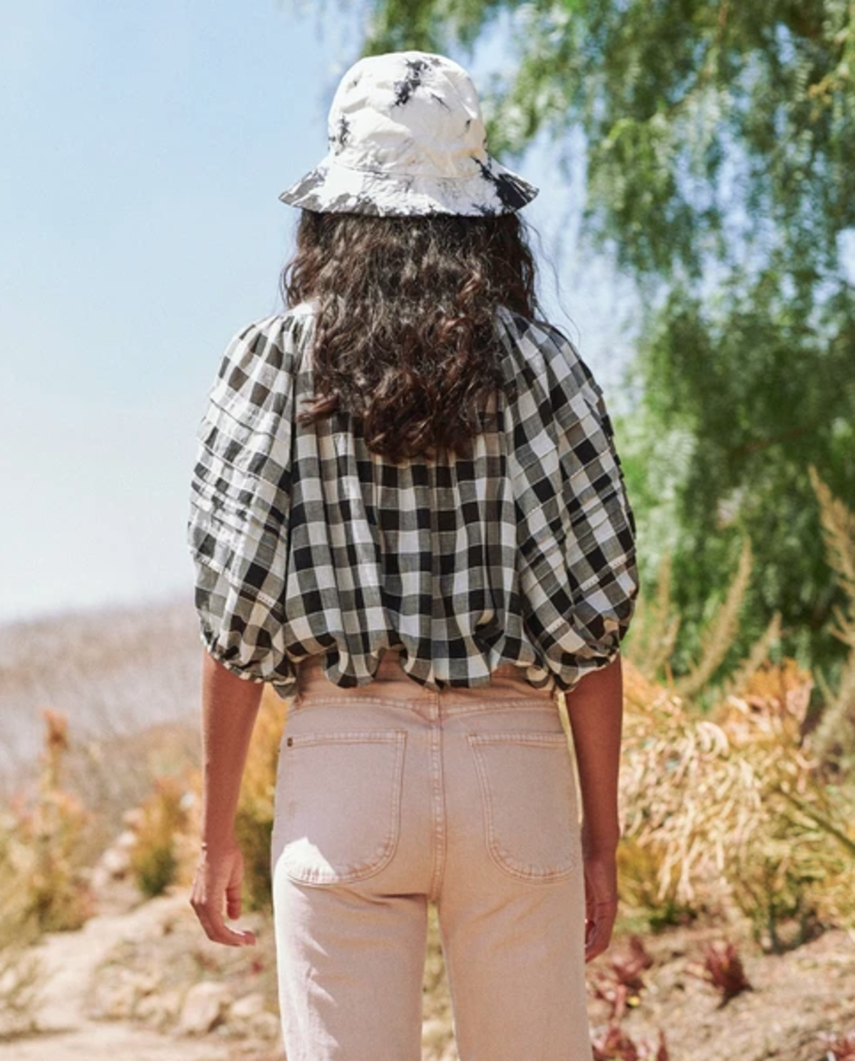 The Great. The Carriage Top - Black/Cream Gingham | Garmentory