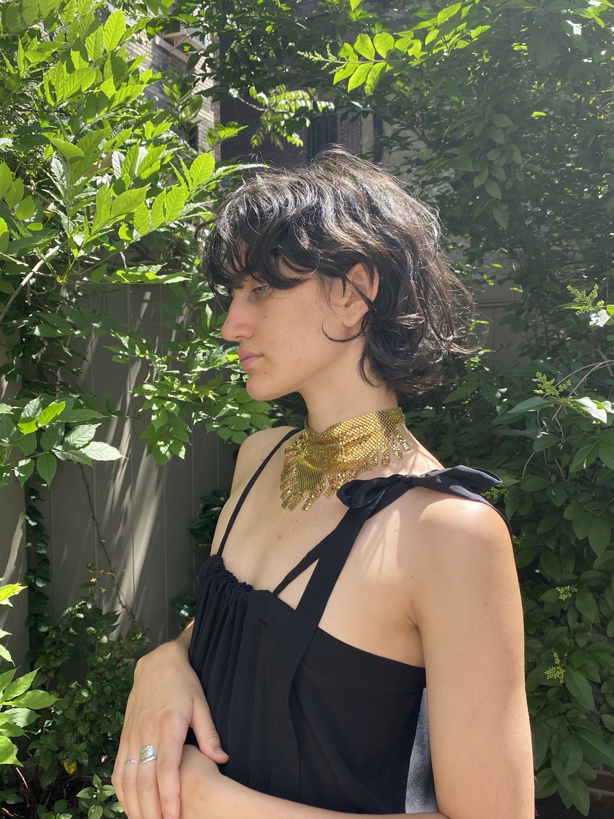 Vintage Mesh Choker with Fringe - Gold | Garmentory