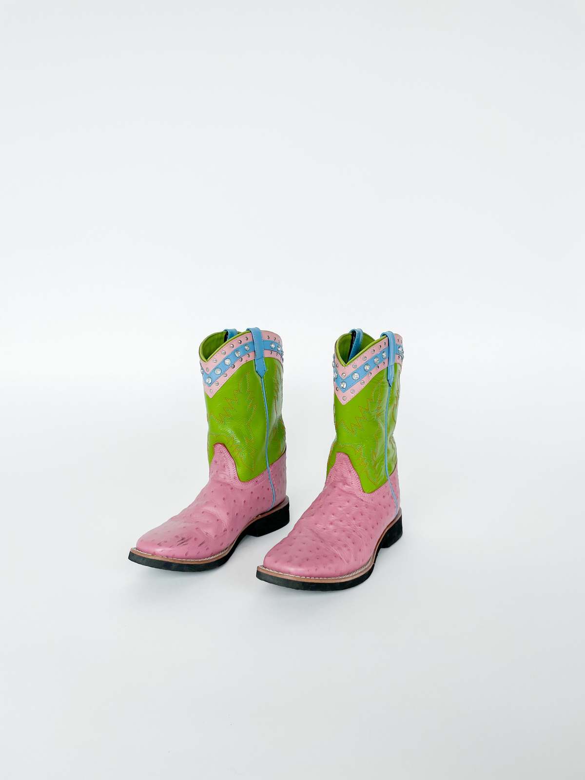 Two Tone Cowboy Boots - Pink/Lime | Garmentory