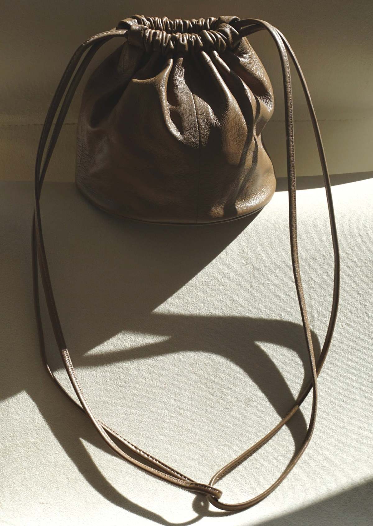 Modern Weaving Mini Drum Drawstring Bucket - Camel | Garmentory