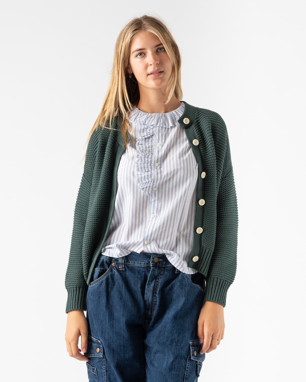 Alex Mill Nico Chunky Cardigan - Dark Spruce | Garmentory