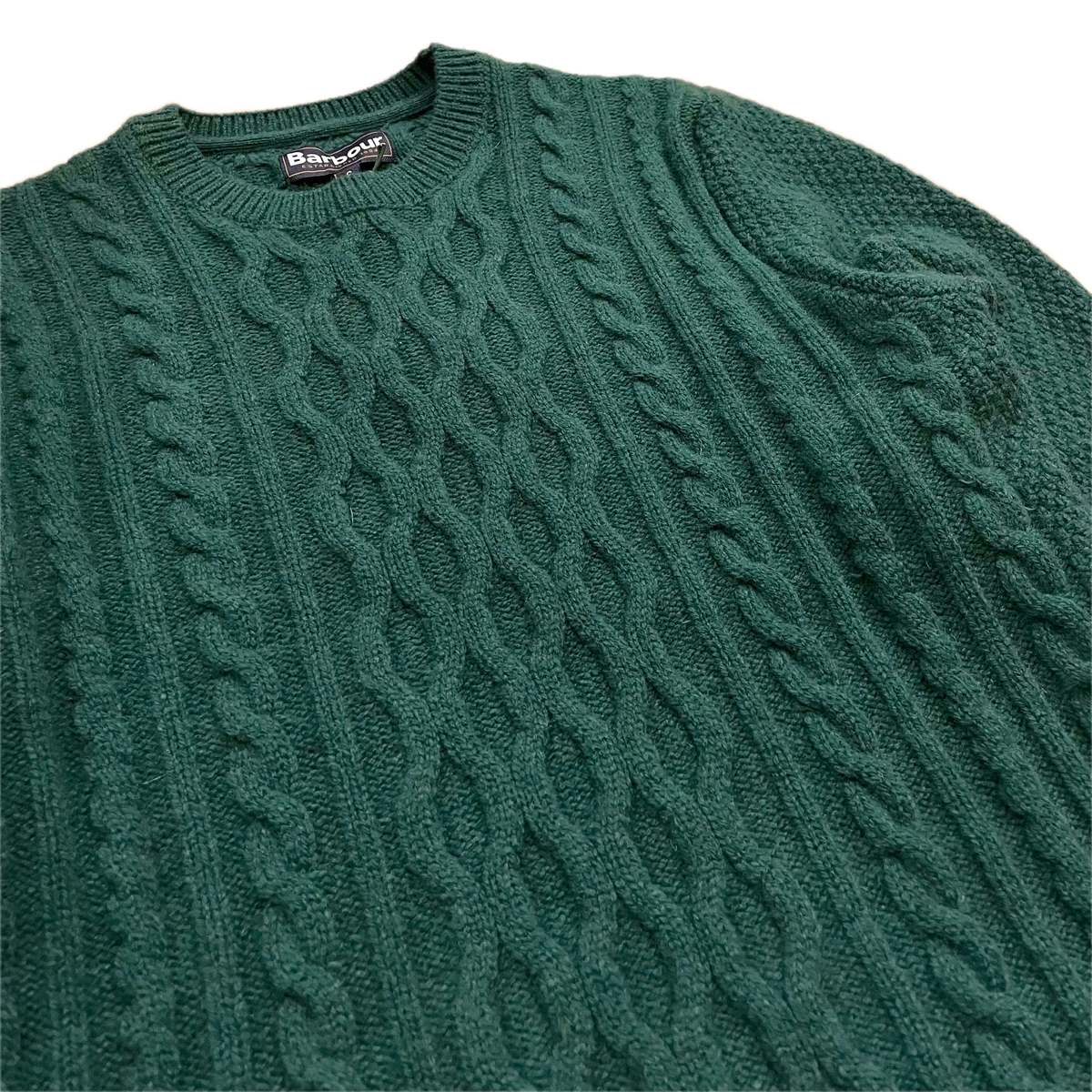Barbour Chunky Cable Essential Pullover - Forest Green | Garmentory