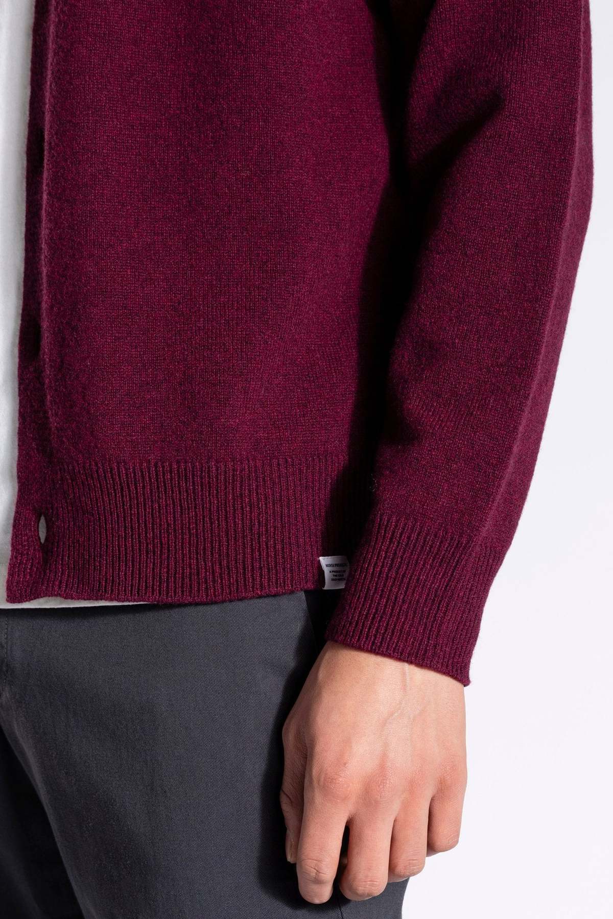 Norse Projects Adam Lambswool Cardigan - Burdungy | Garmentory