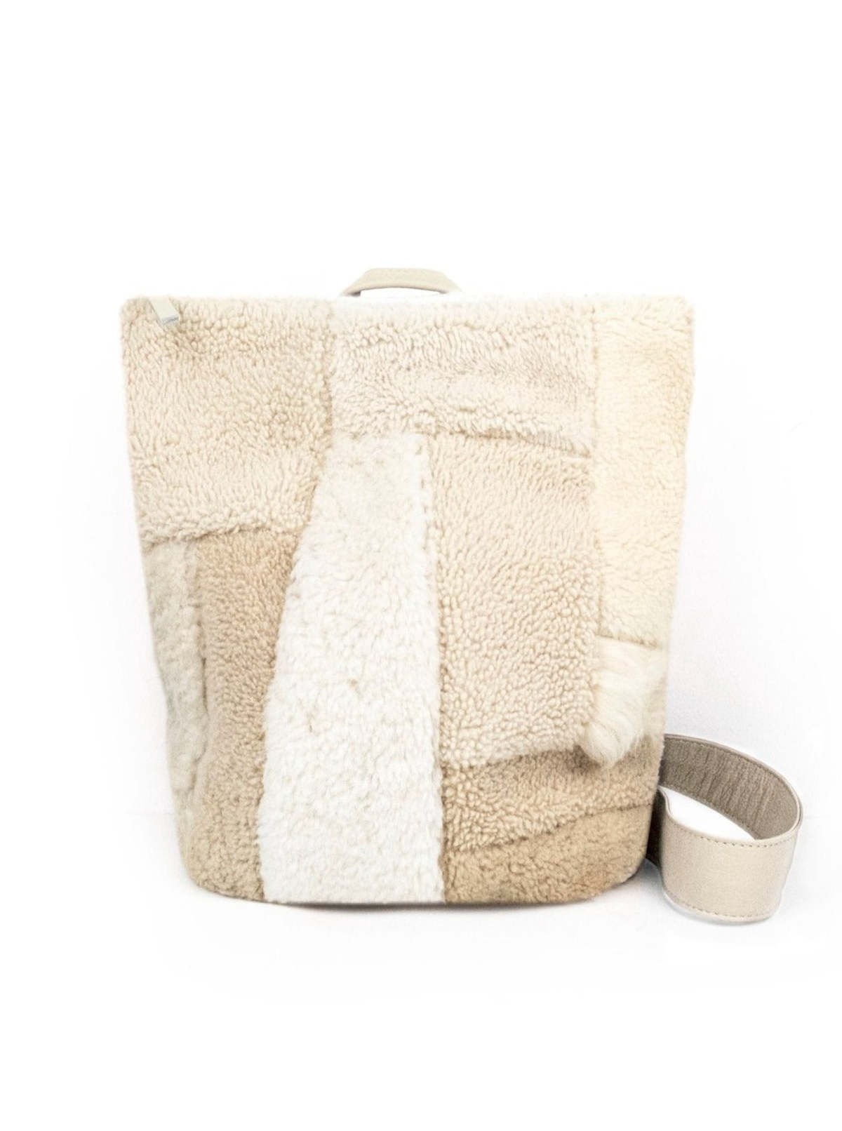 Primecut Shearling Sling Bag - Beige Shapes | Garmentory